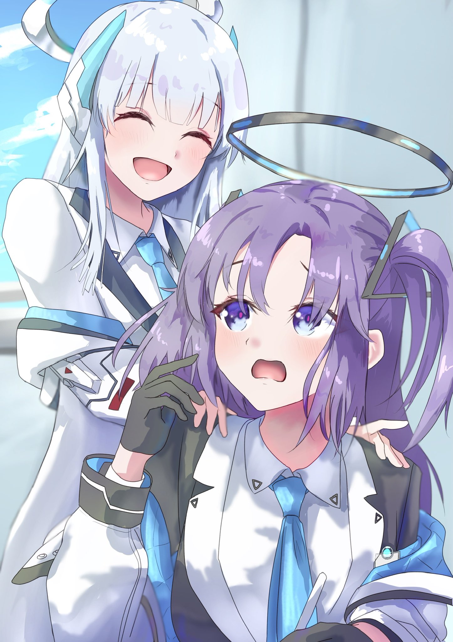 chaosdr6 blue archive hayase yuuka ushio noa halo seifuku uniform yuri | #1029582 | yande.re